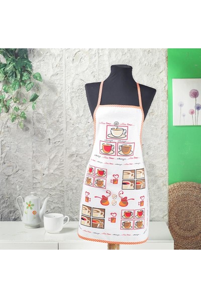 Silver Needle Sıvı Geçirmez Coffee Baskılı Mutfak Önlüğü