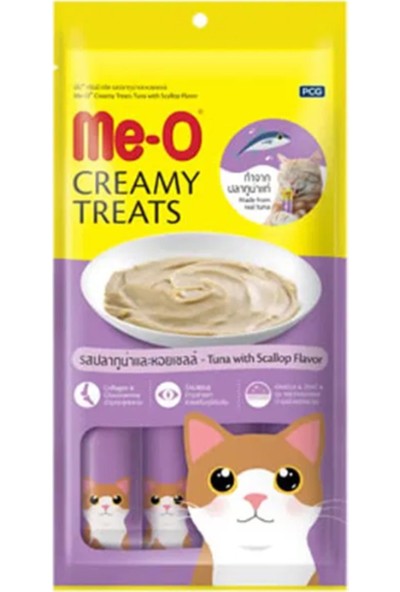 Me-O Creamy Treats Deniz Tarağı ve Ton Balıklı Kedi Kreması 60GRX12 Paket Me-O Creamy Treats Deniz Tarağı ve Ton Balıklı Kedi Kreması 60GRX12 Paket