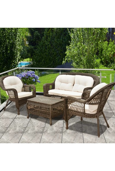 Evinizin Atölyesi Rattan 4 Parça Oturma Grubu