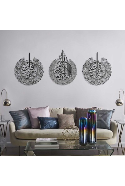 Wall Art İstanbul Ayetel Kürsi, Felak ve Nas Suresi 3'lü Set Islami Metal Tablo - WAM079 Wall Art İstanbul Ayetel Kürsi, Felak ve Nas Suresi 3'lü Set Islami Metal Tablo - WAM079