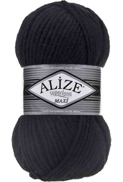 Alize Superlana Maxi El Örgü Ipi Siyah 060 Alize Superlana Maxi El Örgü Ipi Siyah 060