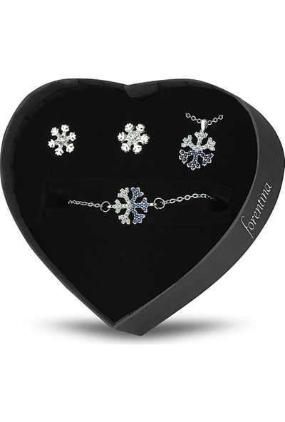 Forentina Geçişli Kar Tanesi Kolye Küpe Bileklik Set PS1653