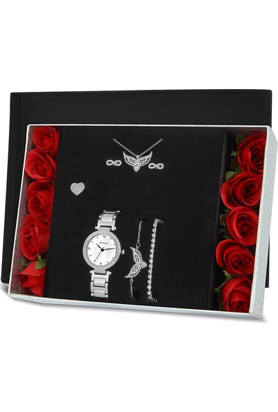 Forentina Gümüş Kaplama Melek Kanadı Kolye Küpe Bileklik Yüzük Saat Set PS1554 Forentina Gümüş Kaplama Melek Kanadı Kolye Küpe Bileklik Yüzük Saat Set PS1554