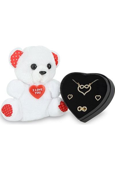 Forentina Kalpli Kolye Küpe Bileklik Yüzük - Ayıcık Set PS1661