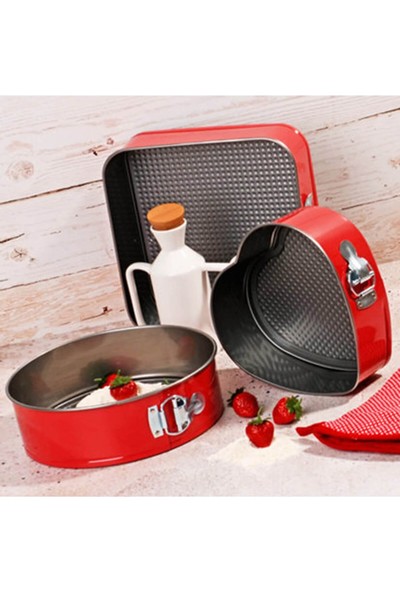 She Berrak Hera 3'lü Kırmızı Kelepçeli Kek Kalıbı