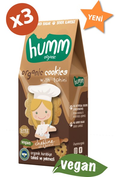 Humm Organıc Cheflıne Tahinli Pekmezli Vegan Kurabiye 55G x 3 Adet Humm Organıc Cheflıne Tahinli Pekmezli Vegan Kurabiye 55G x 3 Adet