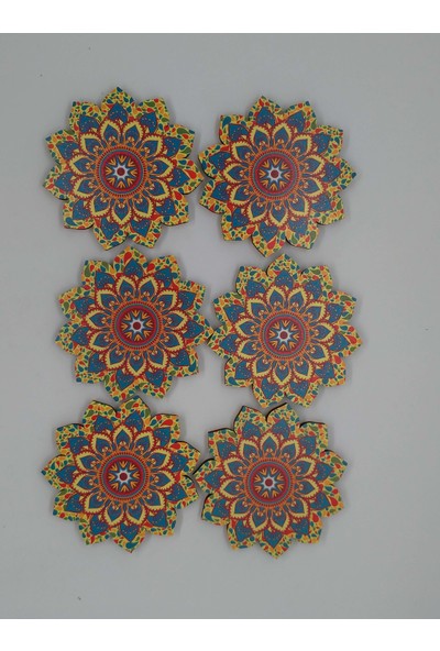 Loryen Mandala Desenli Kaydırmaz Bardak Altlığı 6'lı Set Loryen Mandala Desenli Kaydırmaz Bardak Altlığı 6'lı Set