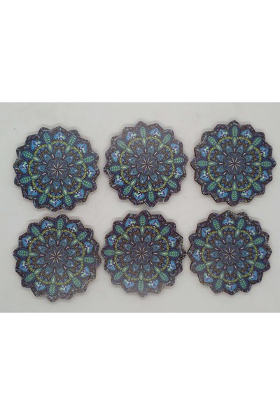 Loryen Mandala Desenli Kaydırmaz Bardak Altlığı 6'lı Set Loryen Mandala Desenli Kaydırmaz Bardak Altlığı 6'lı Set