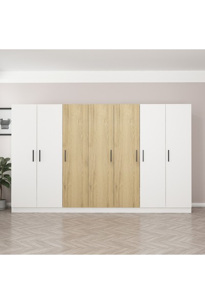 Minar Kale 7 Kapaklı 4 Çekmeceli - Dolap - Beyaz/pera