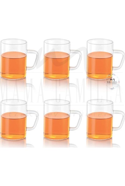 Mama Camilla 6Lı Isıya Ateşe Dayanıklı Borosilikat Termisil Bardak Kupa 200 Ml