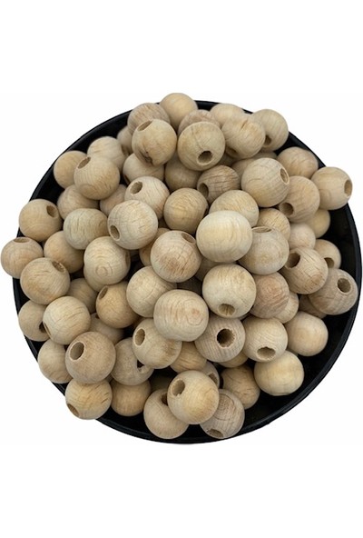 Hedef Bijuteri 14 mm Ham Ahşap Tahta Boncuk 100 gr 120 Adet Boncuk