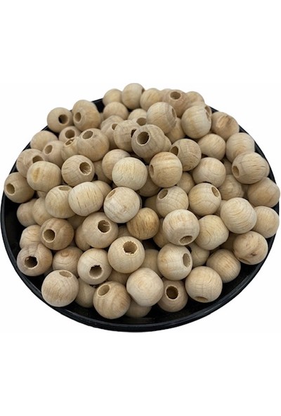 Hedef Bijuteri 12 mm Ham Ahşap Tahta Boncuk 100 gr 180 Adet Boncuk