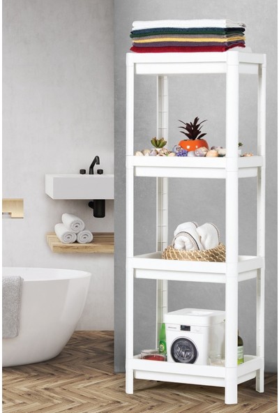 Kitchen Trend 4 Katlı Çok Amaçlı Beyaz Raf Ünitesi Kitchen Trend 4 Katlı Çok Amaçlı Beyaz Raf Ünitesi