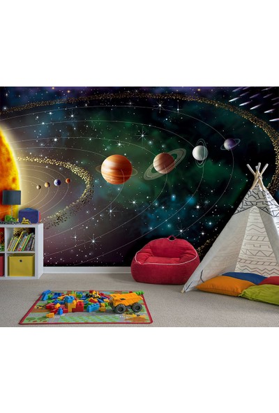 Özen Duvar Kağıdı Güneş Sistemi Gezegenler Çocuk Odası Duvar Kağıdı
