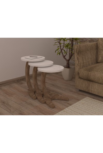 Bitirdin Ayriz Zigon Sehpa Beyaz Üst Ceviz Ayak Bonibon Bitirdin Ayriz Zigon Sehpa Beyaz Üst Ceviz Ayak Bonibon