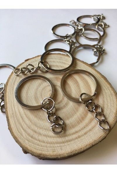 Hedef Bijuteri 100 Adet Zincirli Anahtarlık Halkası 25 mm