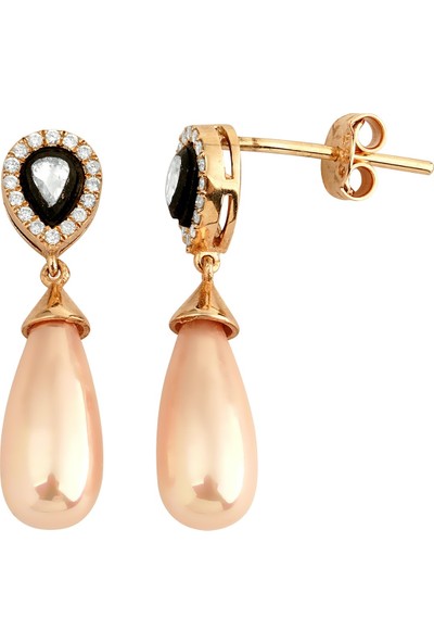 Clavis Jewelry Elmas Damla Kesim ve Pırlantalı Drop Pembe İncili Küpe Clavis Jewelry Elmas Damla Kesim ve Pırlantalı Drop Pembe İncili Küpe
