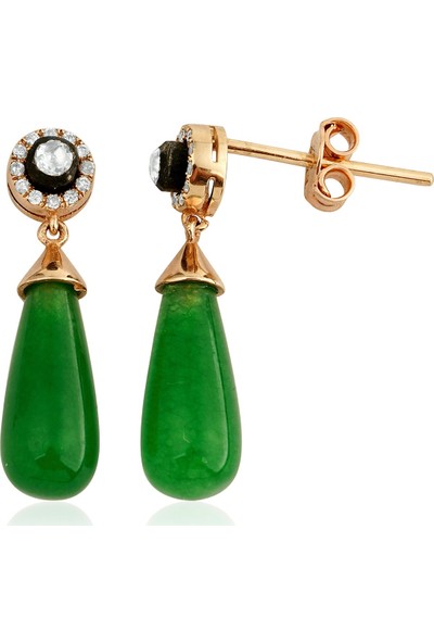 Clavis Jewelry Elmas ve Pırlanta Taşlı Drop Kök Zümrüt Küpe