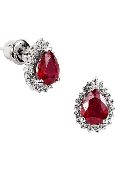 Clavis Jewelry Yakut Taşlı Pırlanta Küpe