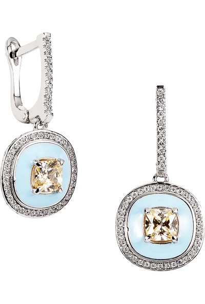 Clavis Jewelry Mineli, Citrin ve Pırlantalı Küpe