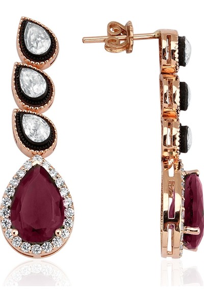 Clavis Jewelry Damla Kesim Elmas, Yakut ve Pırlanta Taşlı Küpe