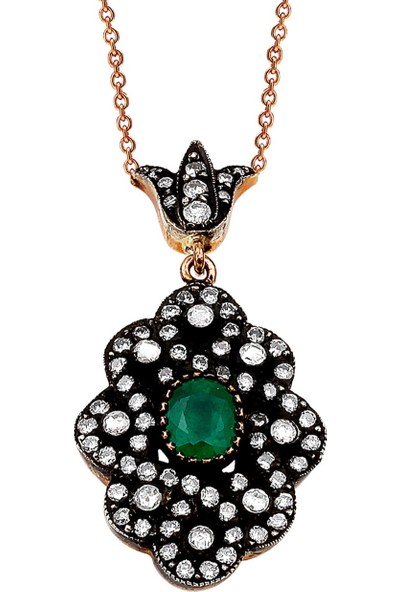 Clavis Jewelry Elmas ve Pırlanta Taşlı Zümrütlü Kolye