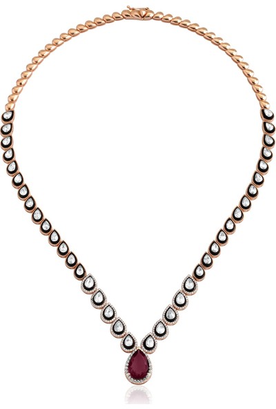 Clavis Jewelry Damla Kesim Elmas, Yakut ve Pırlanta Taşlı Kolye
