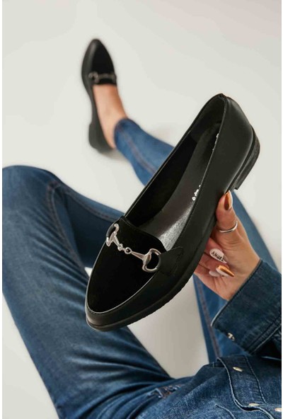 Bambi Bambi̇ Siyah Süet Kadın Loafer