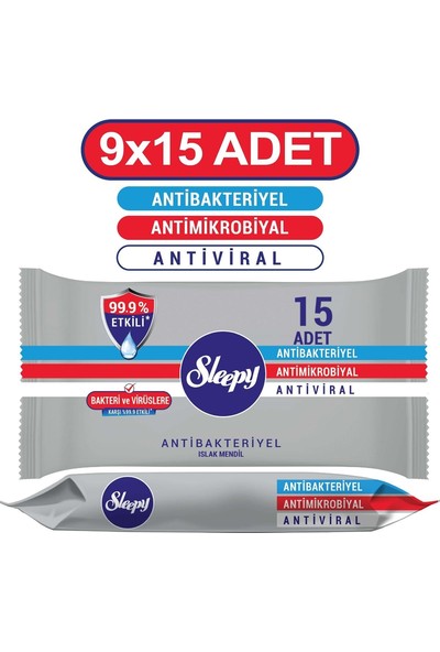 Sleepy Antibakteriyel Cep Mendili 9 x 15