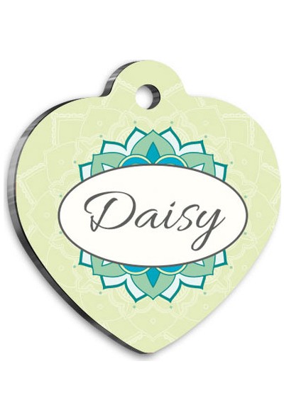 Pet Tag Art Mandala Desenli Kalp Kedi Köpek Künyesi Pet Tag Art Mandala Desenli Kalp Kedi Köpek Künyesi
