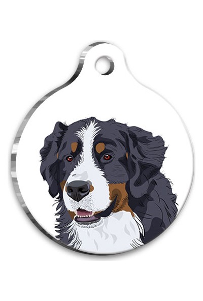 Pet Tag Art Tasarım Bernese Mountain Yuvarlak Köpek Künyesi