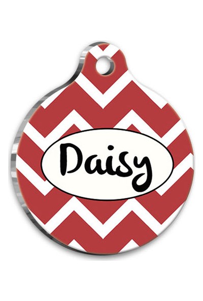 Pet Tag Art Kırmızı Beyaz Yuvarlak Kedi Köpek Künyesi