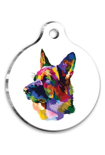 Pet Tag Art Illüstrasyon Alman Çoban Kurdu Yuvarlak Köpek Künyesi Pet Tag Art Illüstrasyon Alman Çoban Kurdu Yuvarlak Köpek Künyesi