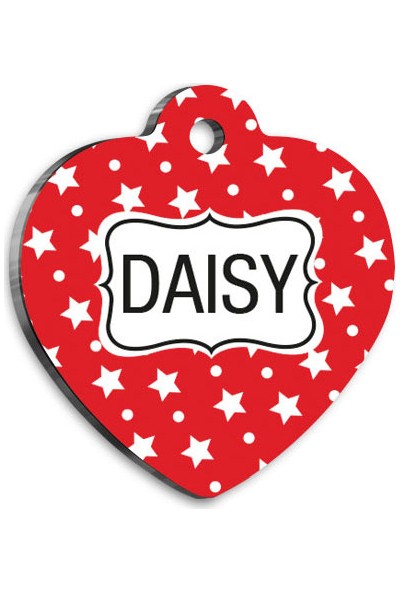 Pet Tag Art Kırmızı Yıldızlı Kalp Kedi Köpek Künyesi
