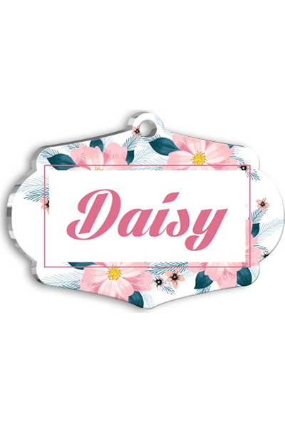 Pet Tag Art Pembe Çiçekli Kedi Köpek Isimlik