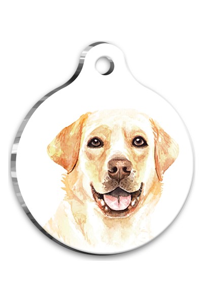 Pet Tag Art Suluboya Labrador Retriever Yuvarlak Köpek Künyesi
