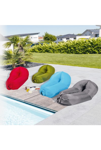 Bidesenal Şişme Şezlong Kamp Yatağı Şişme Yatak Taşıma Çantalı Kırmızı Renk