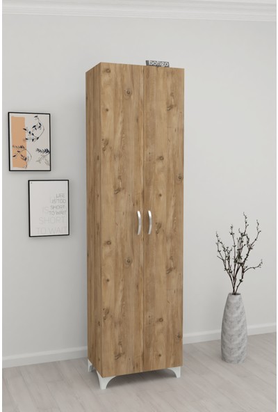 Bofigo 8 Raflı 2 Kapaklı Çok Amaçlı Mutfak Dolabı Banyo Dolabı Çok Amaçlı Dolap Çam