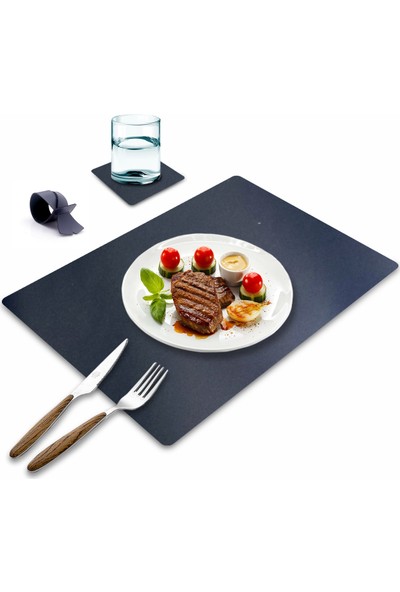 LORA DAVET Suni Deri Amerikan Servis 6 Kişilik LACIVERT 53896