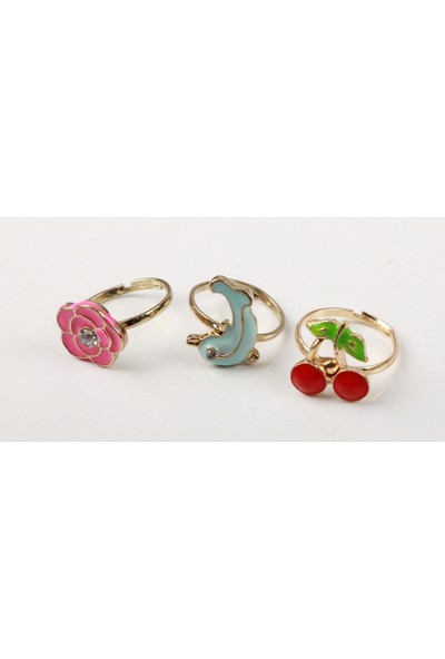 Sea Bubbles Kız Çocuk Yüzük 3lü Set (Kiraz-Çiçek-Balık)