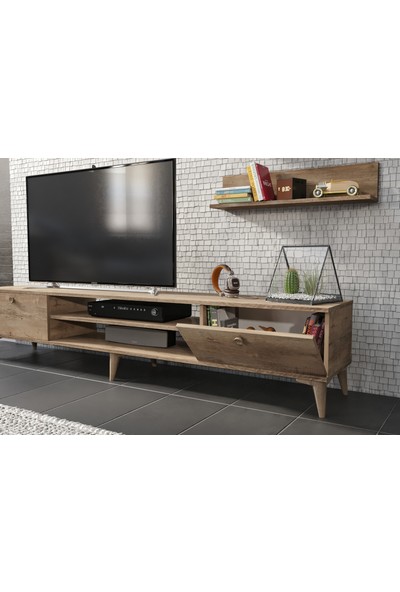 Kzn Home 220CM Duvar Raflı Tv Ünitesi - Tamamı 1. Kalite Mdf
