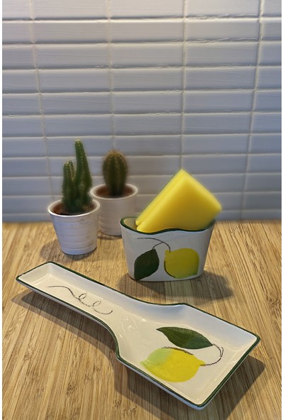 Kirli Kaşıklık & Süngerlik Mutfak Seti Limon Desen (Süngerli) Kirli Kaşıklık & Süngerlik Mutfak Seti Limon Desen (Süngerli)