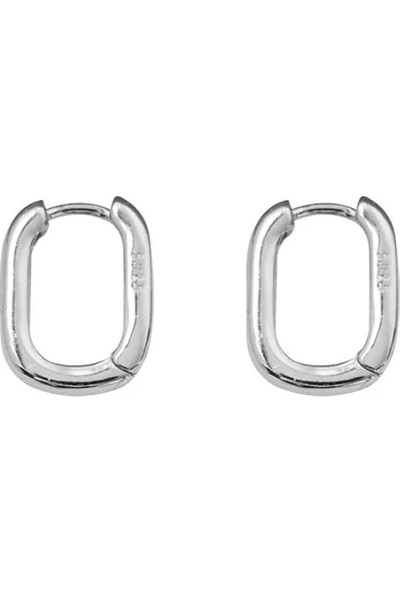 Gülüş Gümüş Dikdörtgen Minimal Küpe Gülüş Gümüş Dikdörtgen Minimal Küpe