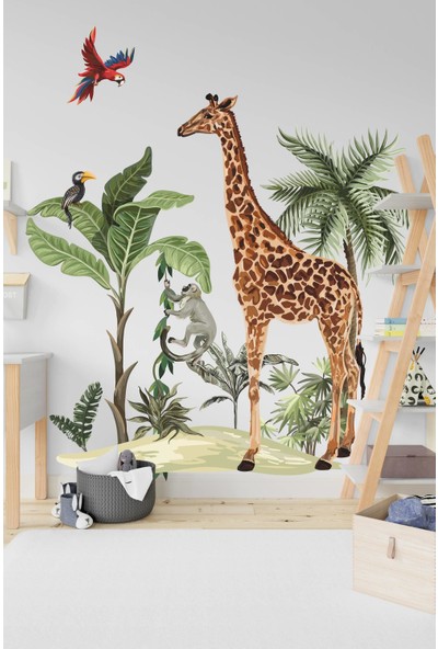 Msticker Safari Tropikal Hayvanlar ve Ağaçlar Çocuk Bebek Odası Duvar Sticker Msticker Safari Tropikal Hayvanlar ve Ağaçlar Çocuk Bebek Odası Duvar Sticker