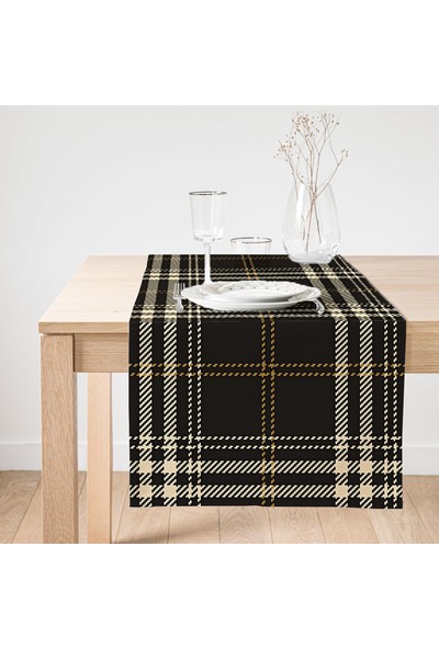 Realhomes Siyah Zeminli Ekose Desenli Dijital Baskılı Dekoratif Özel Tasarım Süet Runner Realhomes Siyah Zeminli Ekose Desenli Dijital Baskılı Dekoratif Özel Tasarım Süet Runner