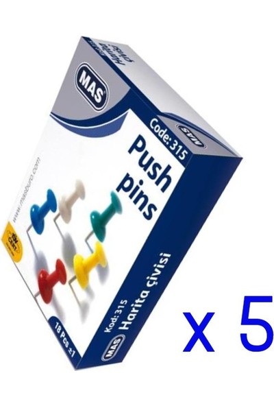 Mas Renkli Harita Çivisi Silindirik Kod: 315 5 Paket