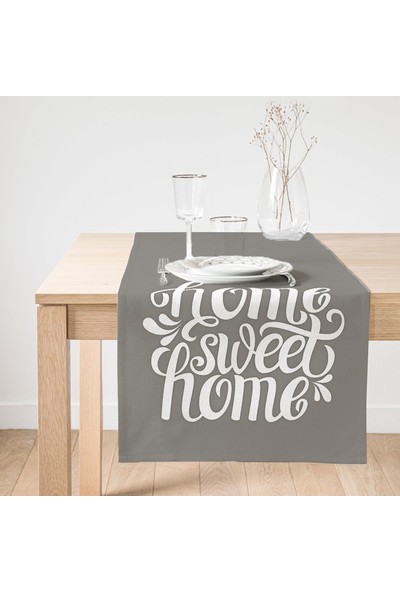 Realhomes Home Sweet Home Dijital Baskılı Dekoratif Süet Runner