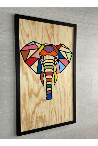 Conseptmark Dekoratif Ahşap Renkli Modern Fil Figürü