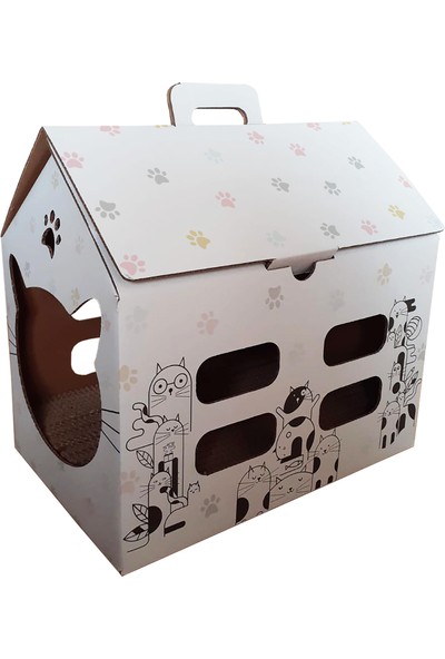 Prigo Tırmalama Detaylı Karton Kedi Evi