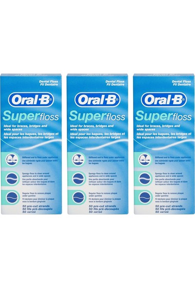 Oral-B Super Floss Diş İpi 50'li x 3 Adet Oral-B Super Floss Diş İpi 50'li x 3 Adet